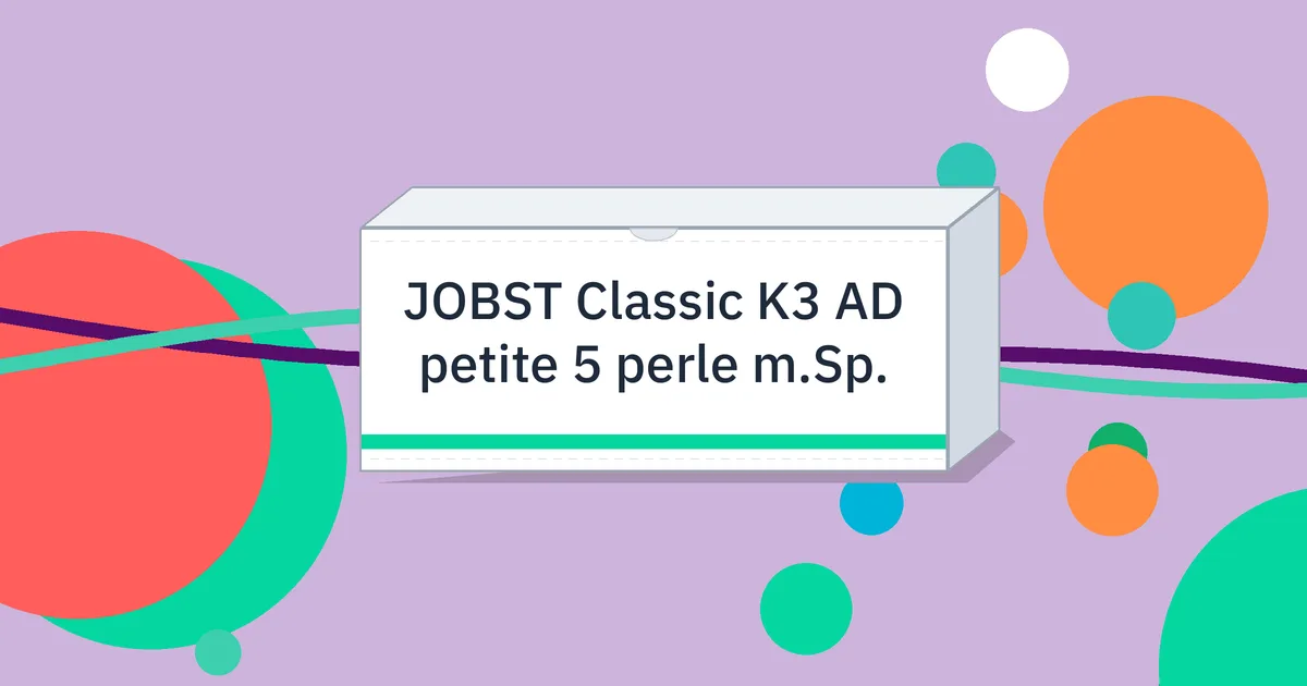 Symbolbild: Packung mit der Aufschrift JOBST Classic K3 AD petite 5 perle m.Sp. (PZN 13070031) – Verfügbarkeit und Bezug in Apotheken in Frankfurt am Main