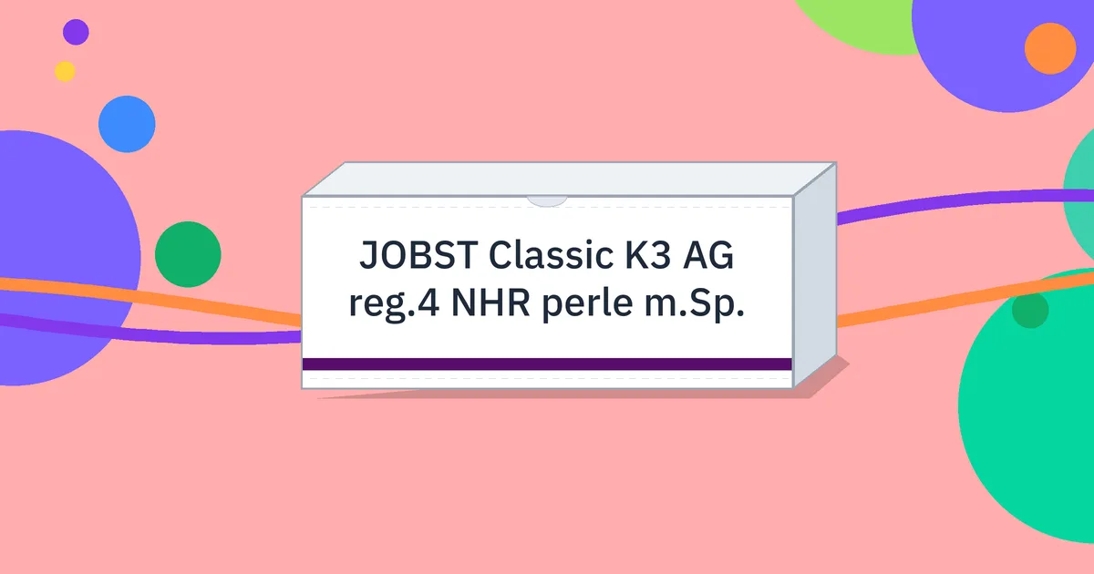 Symbolbild: Packung mit der Aufschrift JOBST Classic K3 AG reg.4 NHR perle m.Sp. (PZN 13073288) – Verfügbarkeit und Bezug in Apotheken in Frankfurt am Main