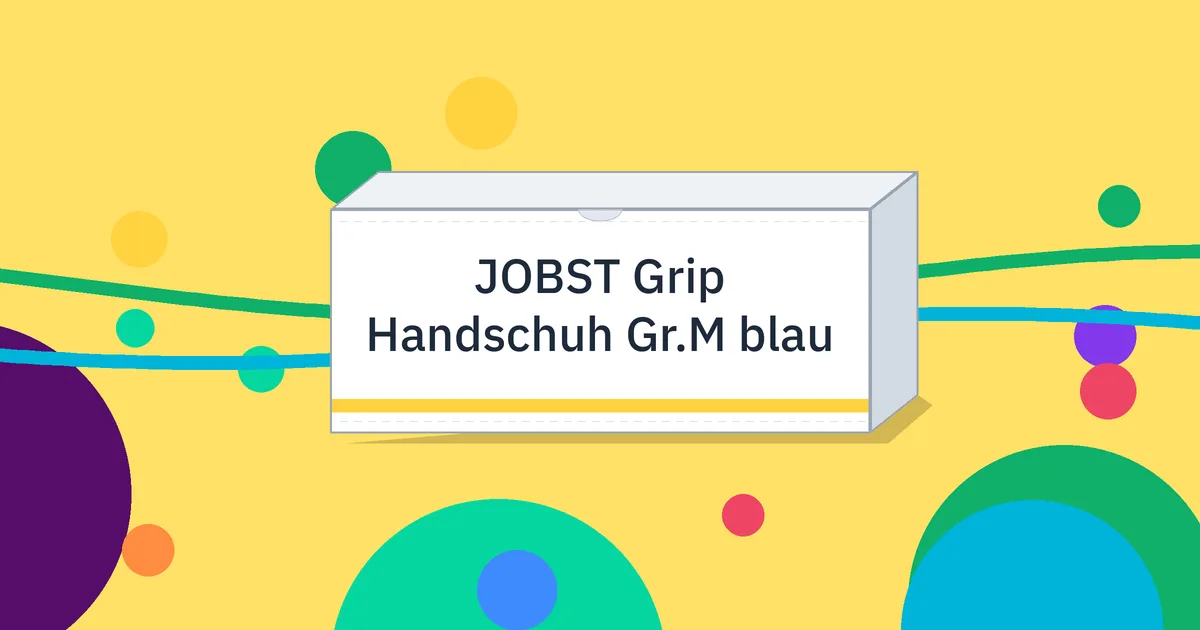 Symbolbild: Packung mit der Aufschrift JOBST Grip Handschuh Gr.M blau (PZN 15233371) – Verfügbarkeit und Bezug in Apotheken in Frankfurt am Main