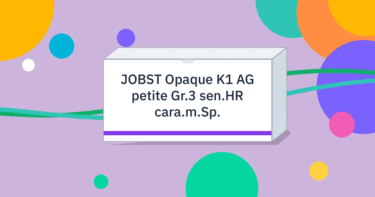 Symbolbild: Packung mit der Aufschrift JOBST Opaque K1 AG petite Gr.3 sen.HR cara.m.Sp. (PZN 13085423) – Verfügbarkeit und Bezug in Apotheken in Frankfurt am Main