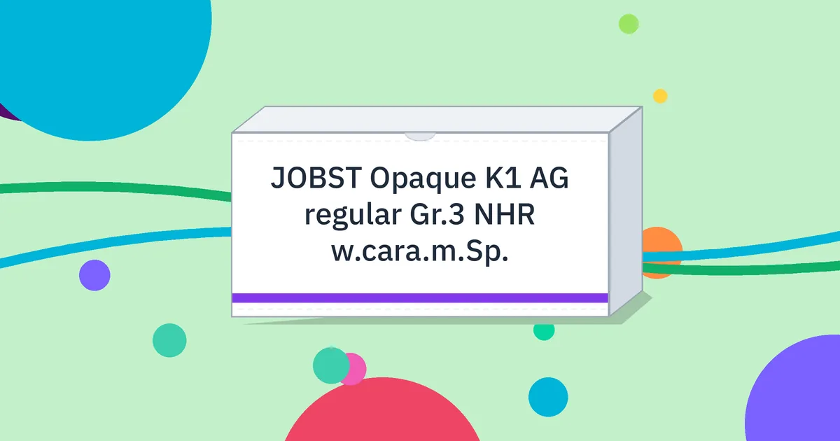 Symbolbild: Packung mit der Aufschrift JOBST Opaque K1 AG regular Gr.3 NHR w.cara.m.Sp. (PZN 13091837) – Verfügbarkeit und Bezug in Apotheken in Frankfurt am Main