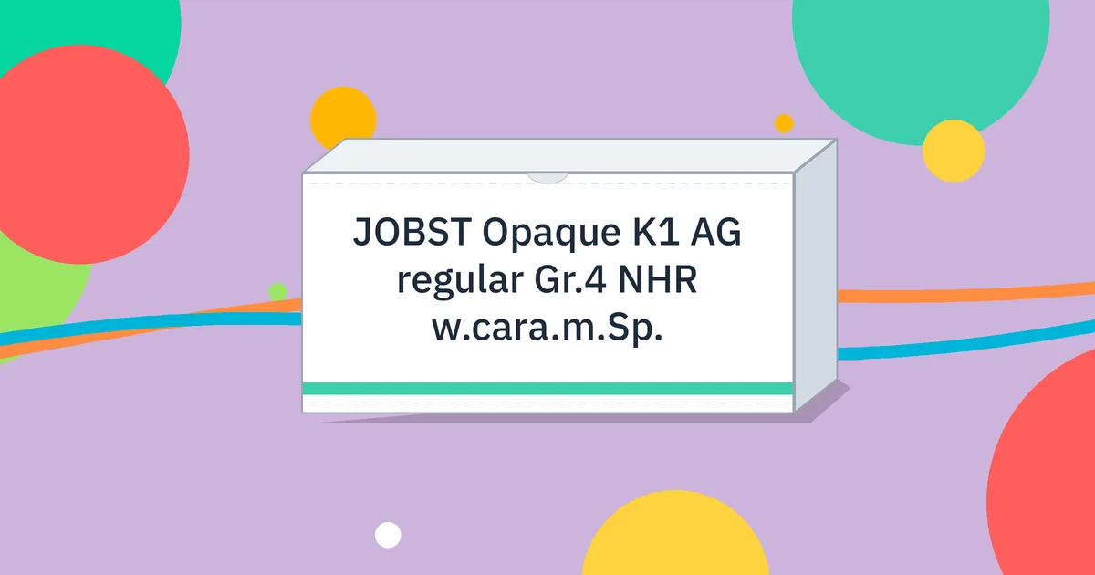 Symbolbild: Packung mit der Aufschrift JOBST Opaque K1 AG regular Gr.4 NHR w.cara.m.Sp. (PZN 13091843) – Verfügbarkeit und Bezug in Apotheken in Frankfurt am Main