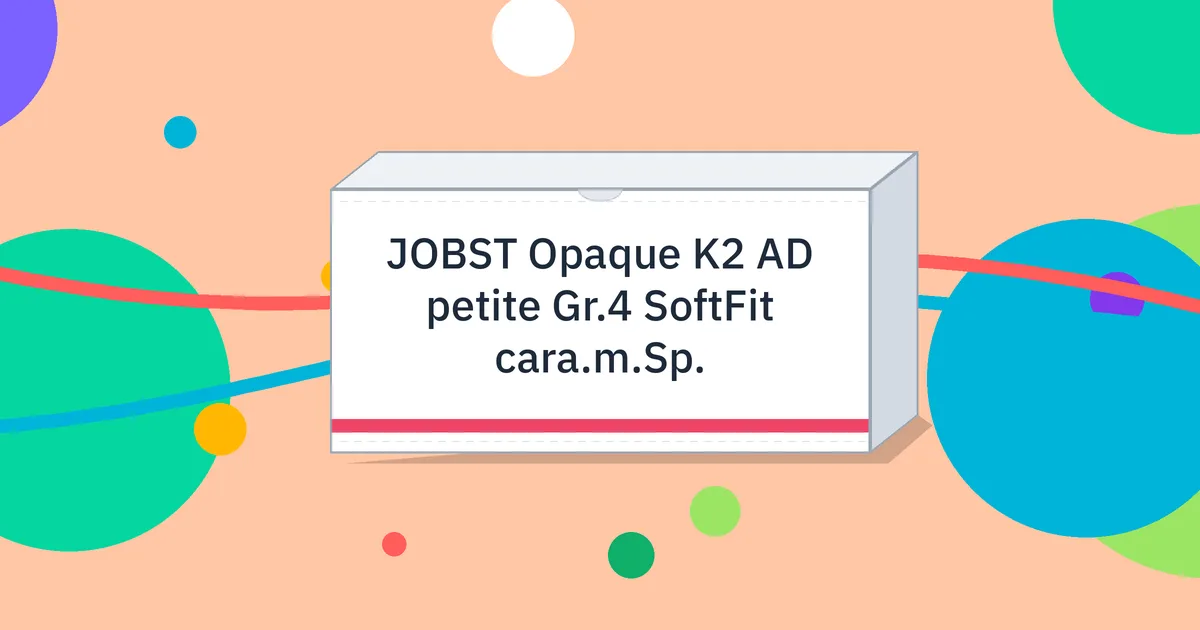 Symbolbild: Packung mit der Aufschrift JOBST Opaque K2 AD petite Gr.4 SoftFit cara.m.Sp. (PZN 11250473) – Verfügbarkeit und Bezug in Apotheken in Frankfurt am Main
