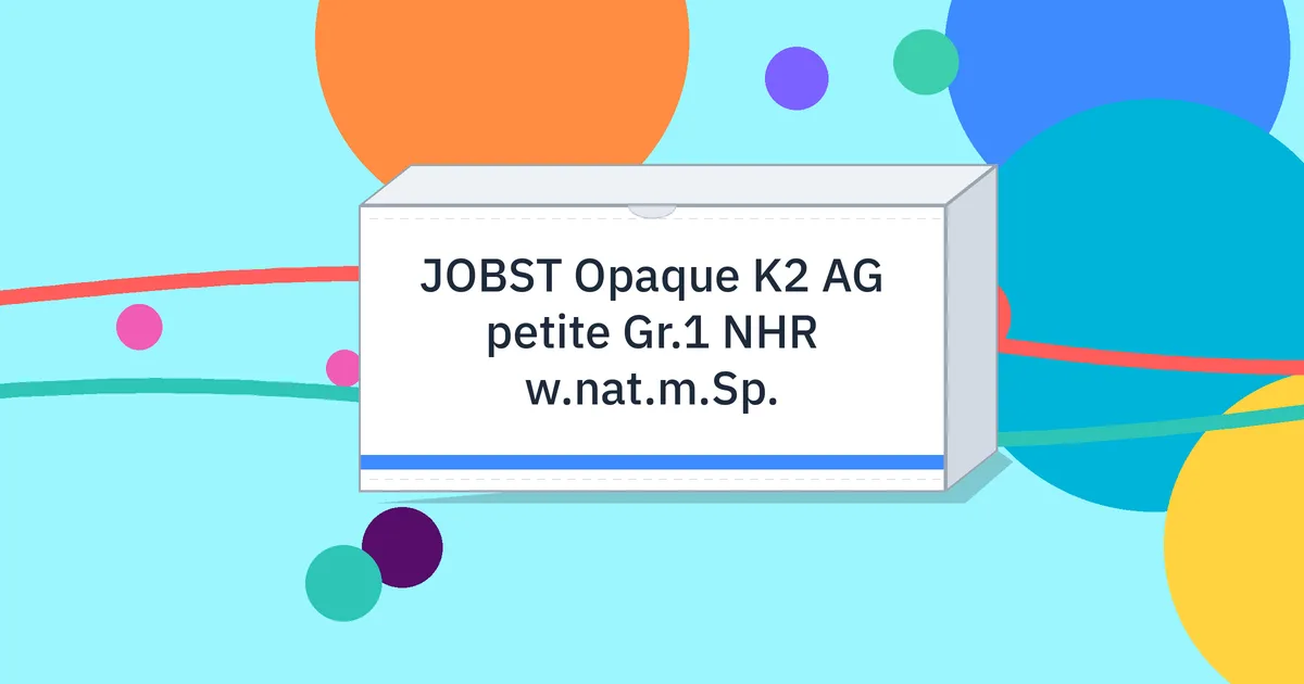Symbolbild: Packung mit der Aufschrift JOBST Opaque K2 AG petite Gr.1 NHR w.nat.m.Sp. (PZN 11256122) – Verfügbarkeit und Bezug in Apotheken in Frankfurt am Main