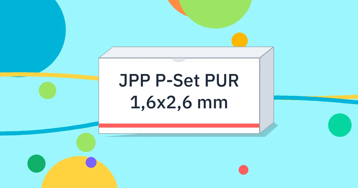 Symbolbild: Packung mit der Aufschrift JPP P-Set PUR 1,6x2,6 mm (PZN 17588463) – Verfügbarkeit und Bezug in Apotheken in Frankfurt am Main