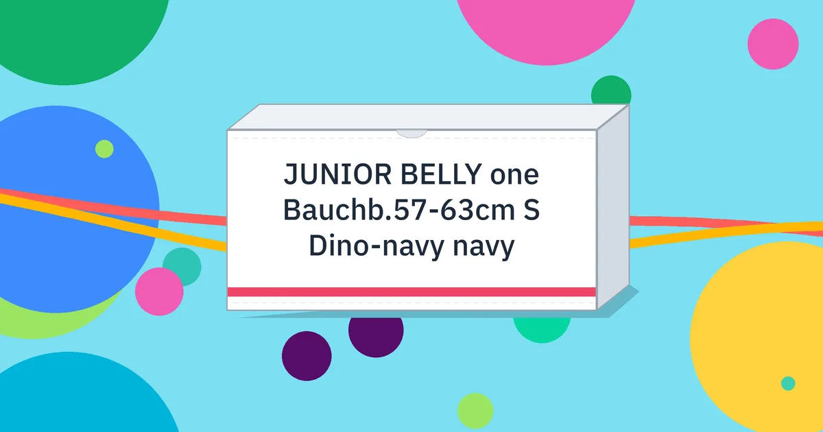 Symbolbild: Packung mit der Aufschrift JUNIOR BELLY one Bauchb.57-63cm S Dino-navy navy (PZN 13247653) – Verfügbarkeit und Bezug in Apotheken in Frankfurt am Main
