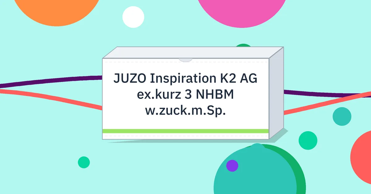Symbolbild: Packung mit der Aufschrift JUZO Inspiration K2 AG ex.kurz 3 NHBM w.zuck.m.Sp. (PZN 14963529) – Verfügbarkeit und Bezug in Apotheken in Frankfurt am Main
