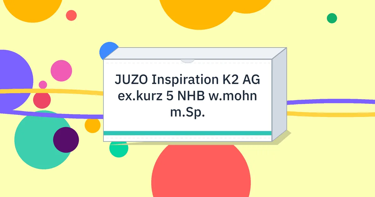 Symbolbild: Packung mit der Aufschrift JUZO Inspiration K2 AG ex.kurz 5 NHB w.mohn m.Sp. (PZN 14964581) – Verfügbarkeit und Bezug in Apotheken in Frankfurt am Main