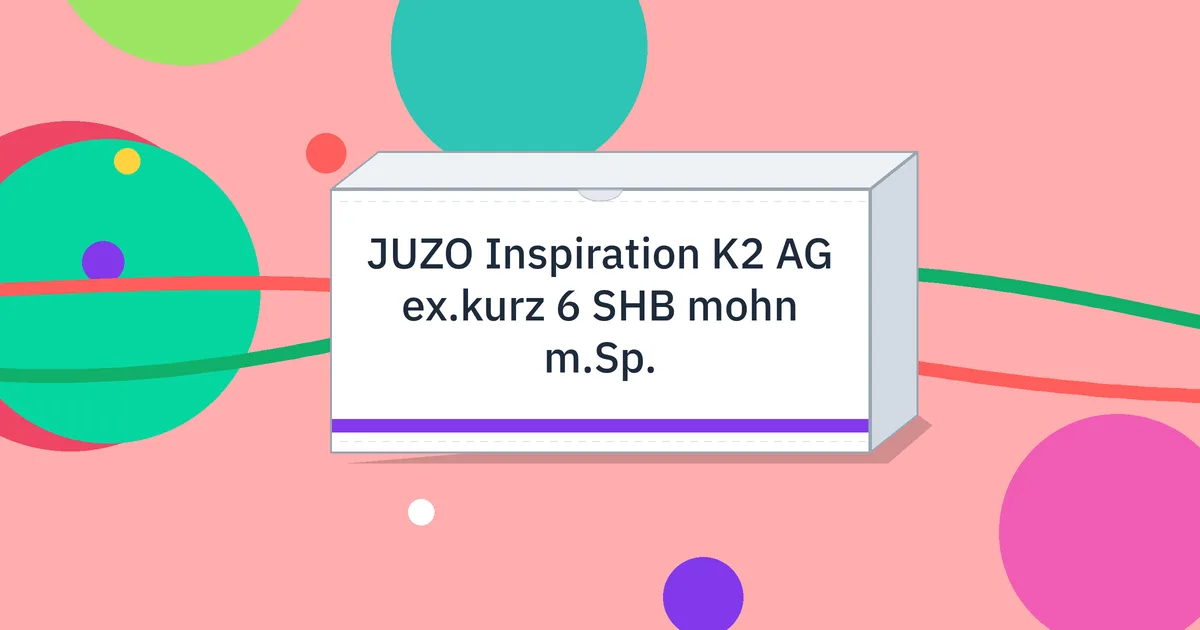 Symbolbild: Packung mit der Aufschrift JUZO Inspiration K2 AG ex.kurz 6 SHB mohn m.Sp. (PZN 14925753) – Verfügbarkeit und Bezug in Apotheken in Frankfurt am Main