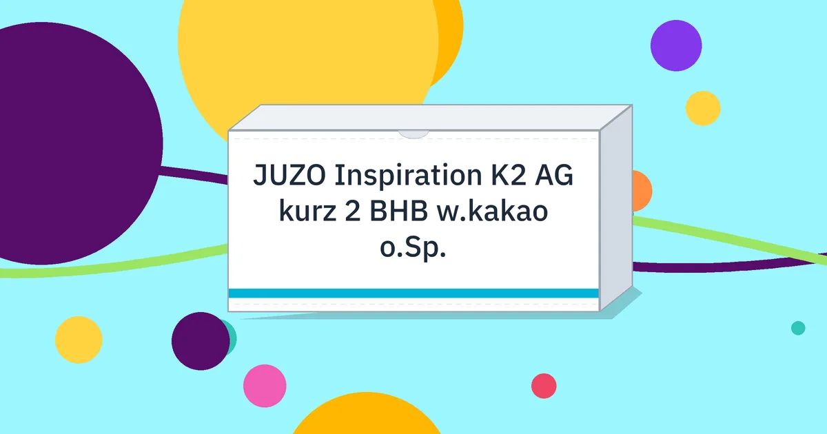 Symbolbild: Packung mit der Aufschrift JUZO Inspiration K2 AG kurz 2 BHB w.kakao o.Sp. (PZN 14850920) – Verfügbarkeit und Bezug in Apotheken in Frankfurt am Main