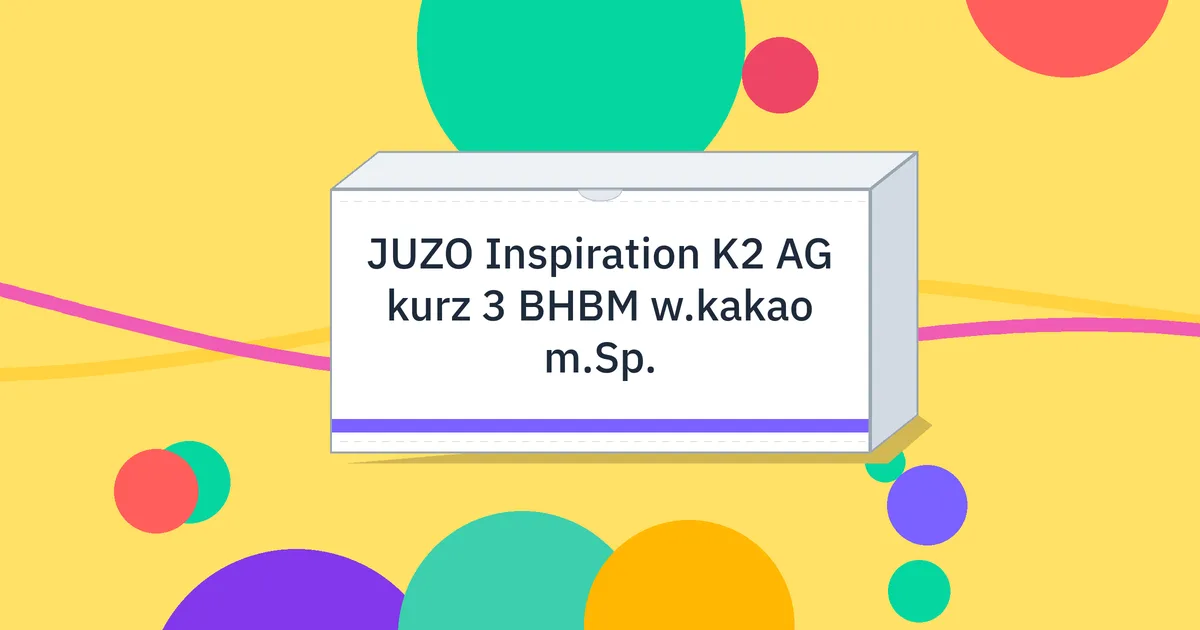 Symbolbild: Packung mit der Aufschrift JUZO Inspiration K2 AG kurz 3 BHBM w.kakao m.Sp. (PZN 14883658) – Verfügbarkeit und Bezug in Apotheken in Frankfurt am Main