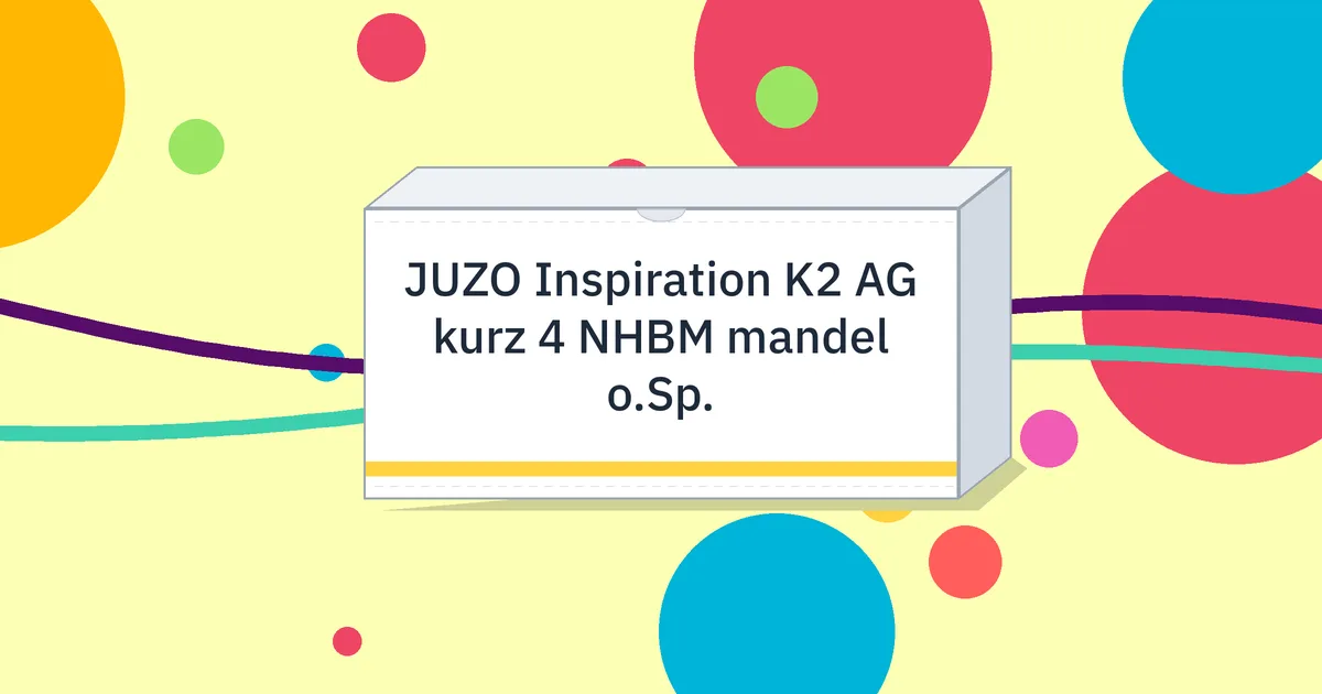 Symbolbild: Packung mit der Aufschrift JUZO Inspiration K2 AG kurz 4 NHBM mandel o.Sp. (PZN 14949096) – Verfügbarkeit und Bezug in Apotheken in Frankfurt am Main