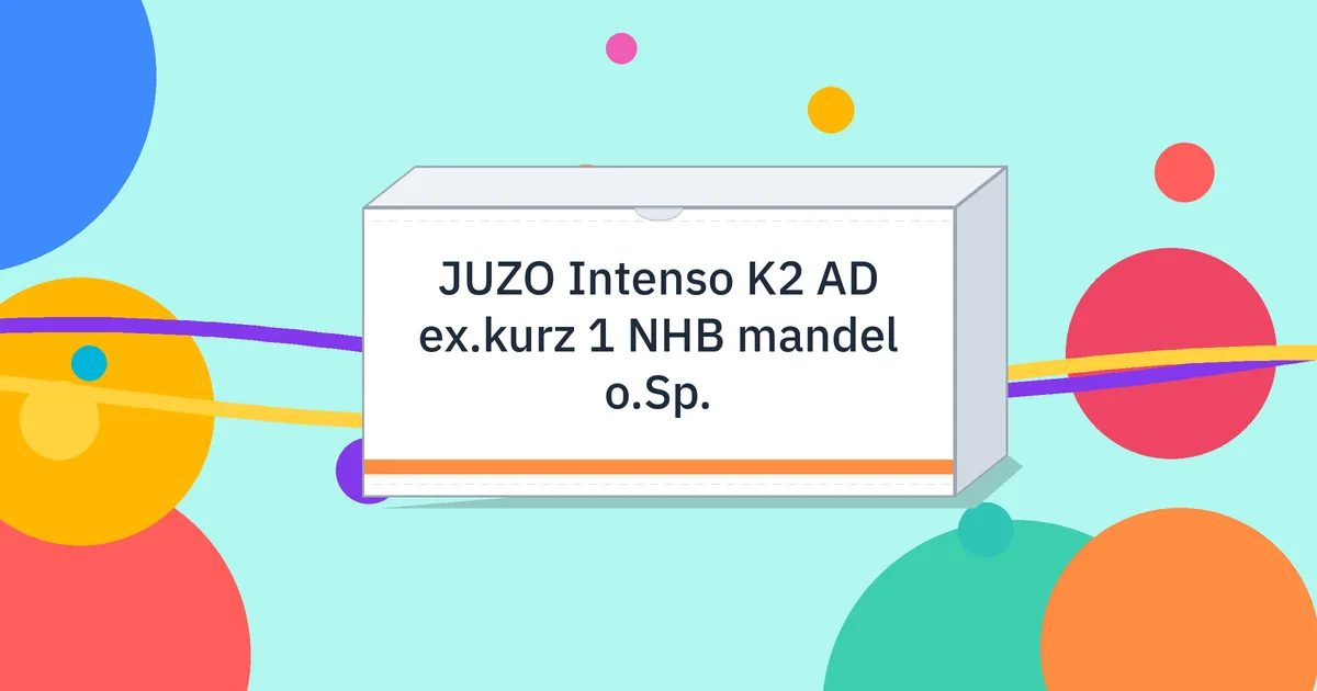 Symbolbild: Packung mit der Aufschrift JUZO Intenso K2 AD ex.kurz 1 NHB mandel o.Sp. (PZN 18622239) – Verfügbarkeit und Bezug in Apotheken in Frankfurt am Main