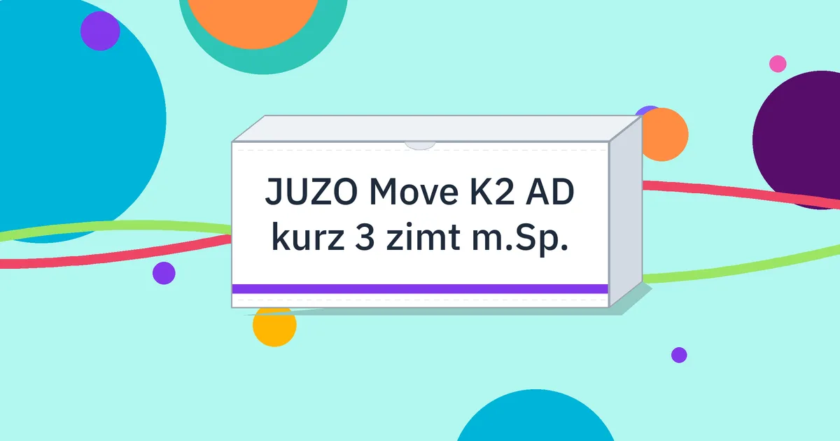 Symbolbild: Packung mit der Aufschrift JUZO Move K2 AD kurz 3 zimt m.Sp. (PZN 18508495) – Verfügbarkeit und Bezug in Apotheken in Frankfurt am Main