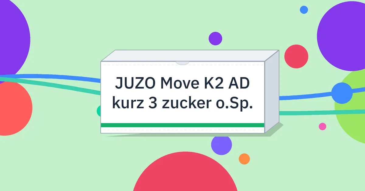 Symbolbild: Packung mit der Aufschrift JUZO Move K2 AD kurz 3 zucker o.Sp. (PZN 18509098) – Verfügbarkeit und Bezug in Apotheken in Frankfurt am Main