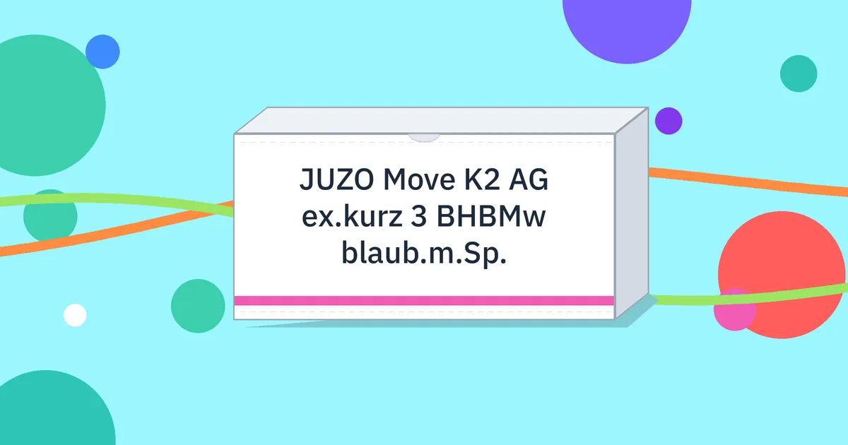 Symbolbild: Packung mit der Aufschrift JUZO Move K2 AG ex.kurz 3 BHBMw blaub.m.Sp. (PZN 18564329) – Verfügbarkeit und Bezug in Apotheken in Frankfurt am Main