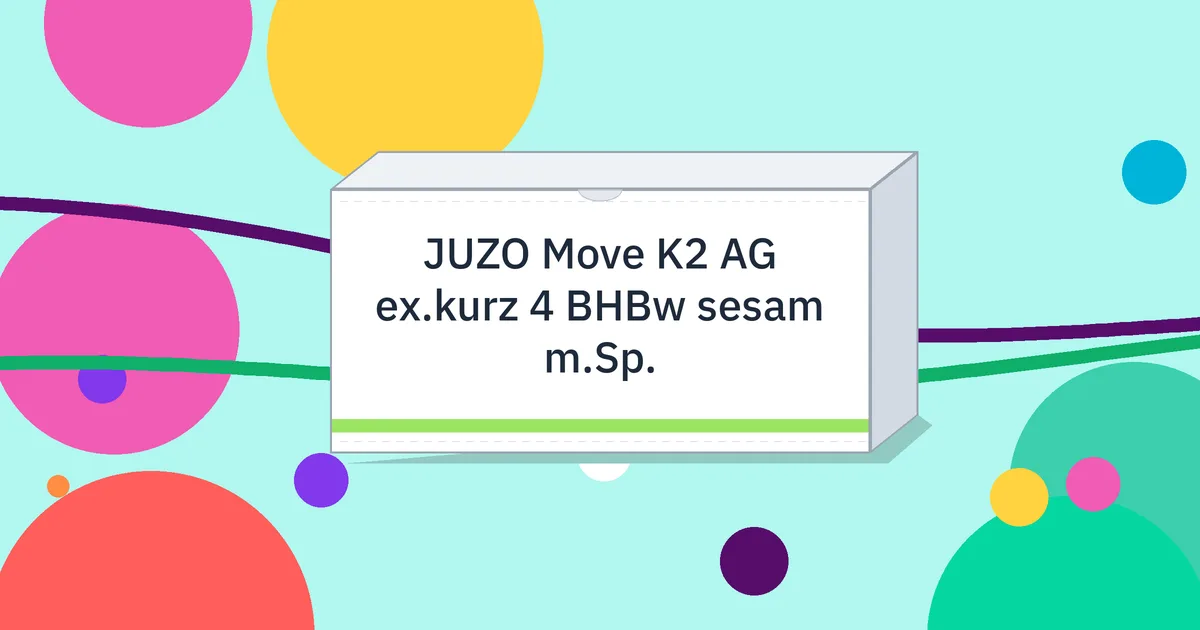 Symbolbild: Packung mit der Aufschrift JUZO Move K2 AG ex.kurz 4 BHBw sesam m.Sp. (PZN 18532393) – Verfügbarkeit und Bezug in Apotheken in Frankfurt am Main
