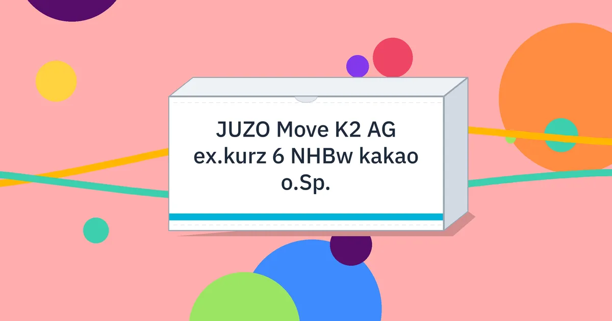 Symbolbild: Packung mit der Aufschrift JUZO Move K2 AG ex.kurz 6 NHBw kakao o.Sp. (PZN 18564737) – Verfügbarkeit und Bezug in Apotheken in Frankfurt am Main