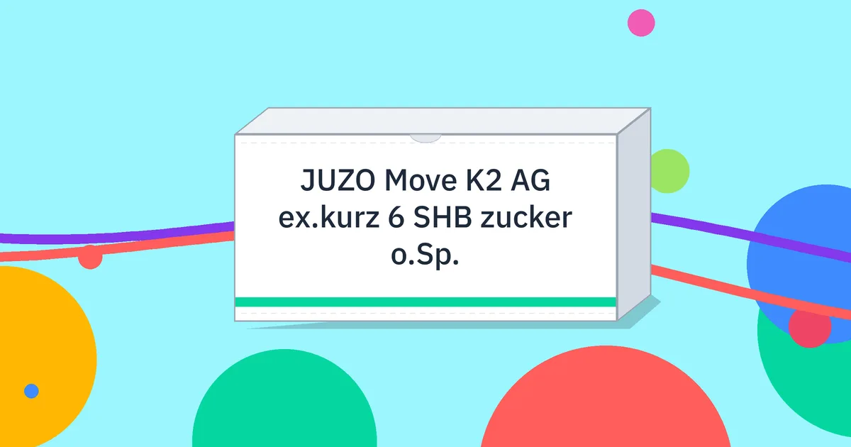 Symbolbild: Packung mit der Aufschrift JUZO Move K2 AG ex.kurz 6 SHB zucker o.Sp. (PZN 18533783) – Verfügbarkeit und Bezug in Apotheken in Frankfurt am Main