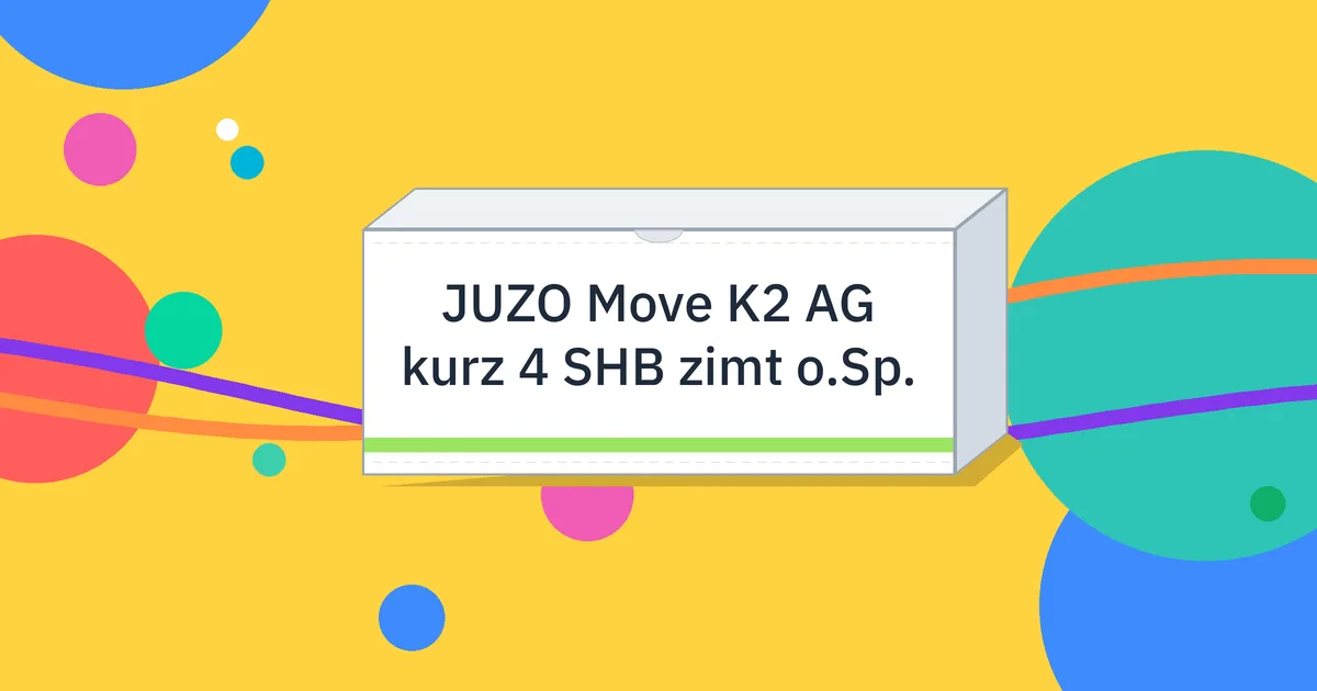 Symbolbild: Packung mit der Aufschrift JUZO Move K2 AG kurz 4 SHB zimt o.Sp. (PZN 18529899) – Verfügbarkeit und Bezug in Apotheken in Frankfurt am Main
