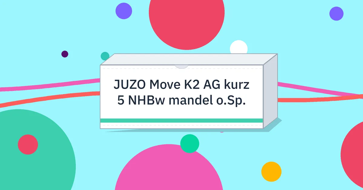Symbolbild: Packung mit der Aufschrift JUZO Move K2 AG kurz 5 NHBw mandel o.Sp. (PZN 16641391) – Verfügbarkeit und Bezug in Apotheken in Frankfurt am Main