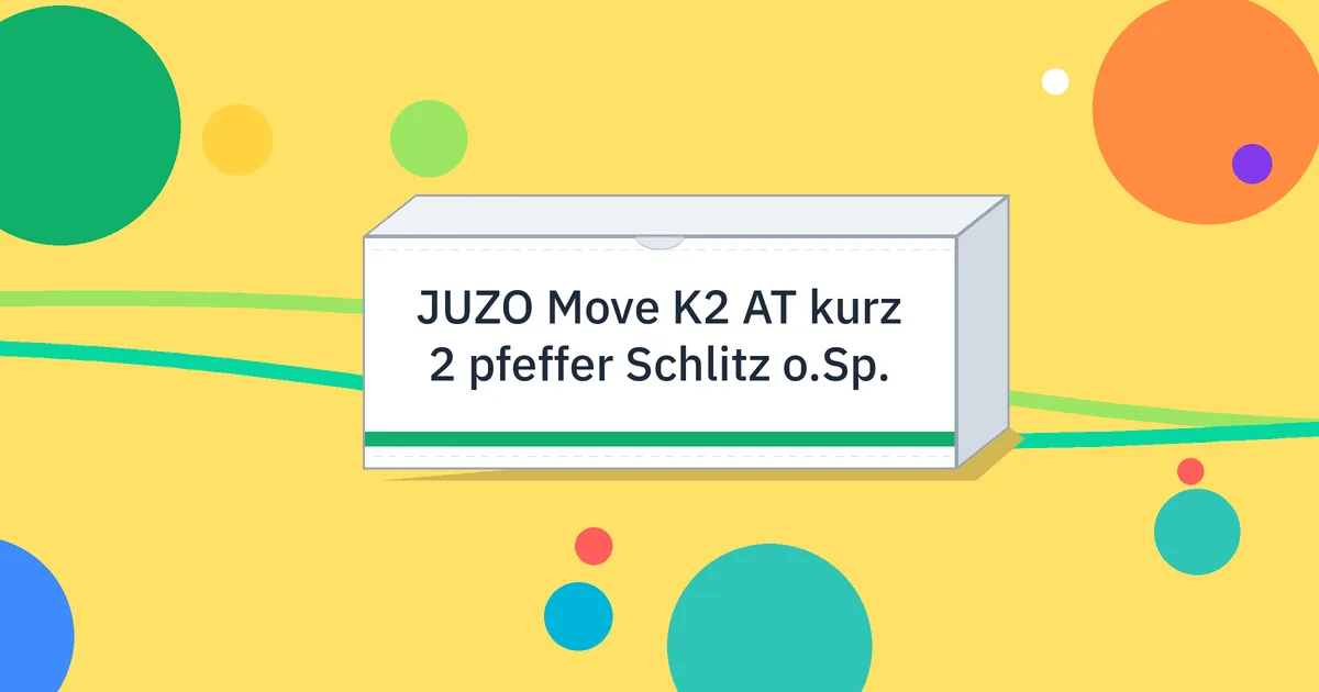 Symbolbild: Packung mit der Aufschrift JUZO Move K2 AT kurz 2 pfeffer Schlitz o.Sp. (PZN 20676260) – Verfügbarkeit und Bezug in Apotheken in Frankfurt am Main