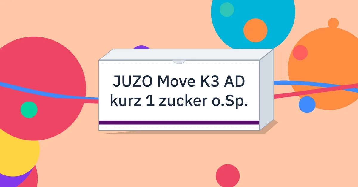 Symbolbild: Packung mit der Aufschrift JUZO Move K3 AD kurz 1 zucker o.Sp. (PZN 18568480) – Verfügbarkeit und Bezug in Apotheken in Frankfurt am Main