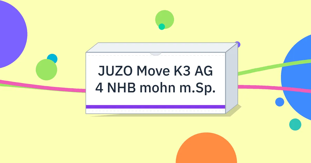 Symbolbild: Packung mit der Aufschrift JUZO Move K3 AG 4 NHB mohn m.Sp. (PZN 18587052) – Verfügbarkeit und Bezug in Apotheken in Frankfurt am Main