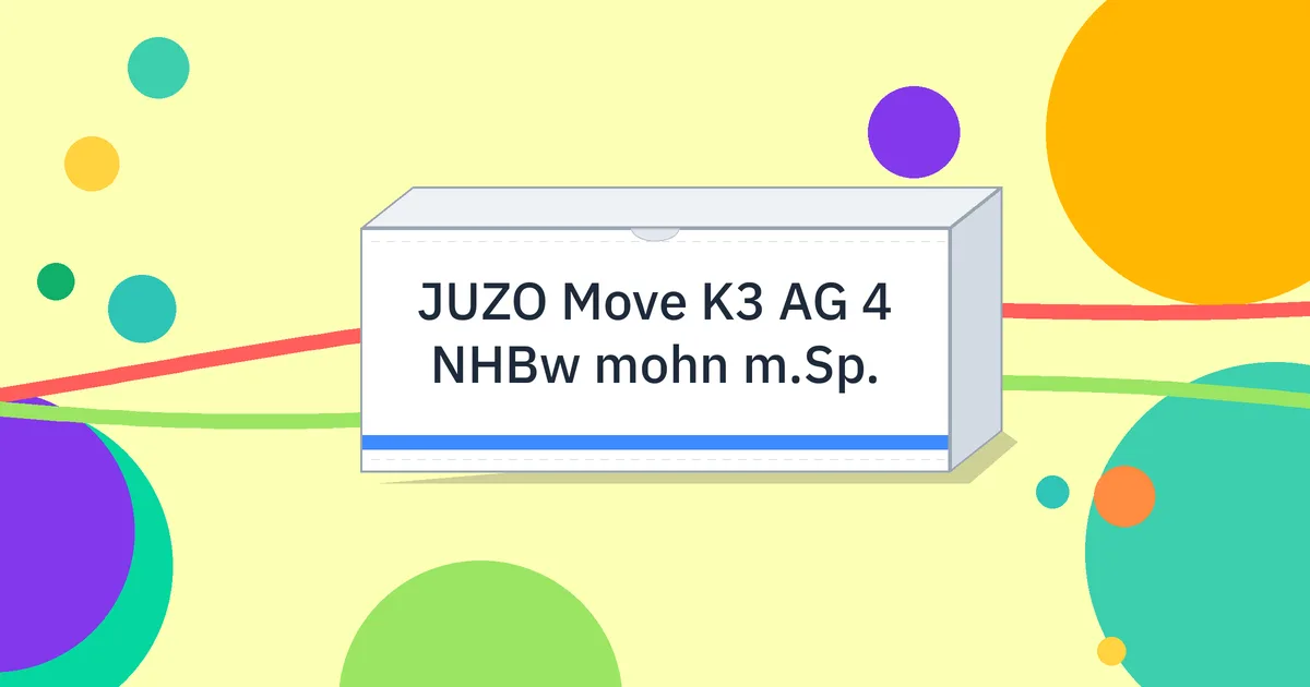 Symbolbild: Packung mit der Aufschrift JUZO Move K3 AG 4 NHBw mohn m.Sp. (PZN 18586408) – Verfügbarkeit und Bezug in Apotheken in Frankfurt am Main