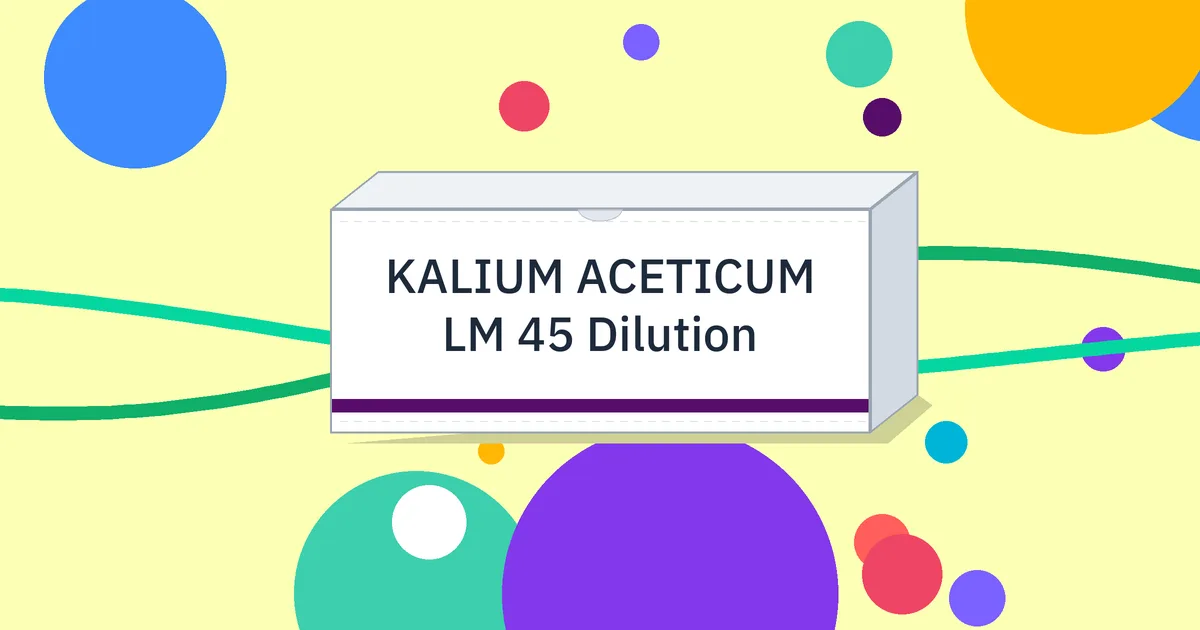 Symbolbild: Packung mit der Aufschrift KALIUM ACETICUM LM 45 Dilution (PZN 12916810) – Verfügbarkeit und Bezug in Apotheken in Frankfurt am Main