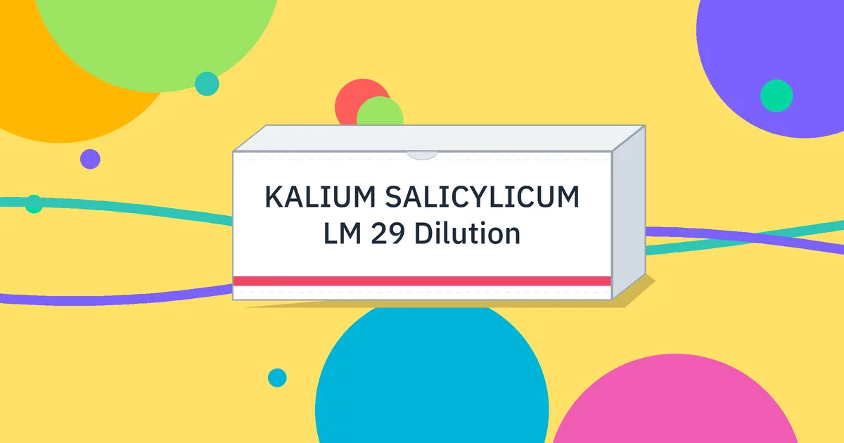 Symbolbild: Packung mit der Aufschrift KALIUM SALICYLICUM LM 29 Dilution (PZN 12925631) – Verfügbarkeit und Bezug in Apotheken in Frankfurt am Main