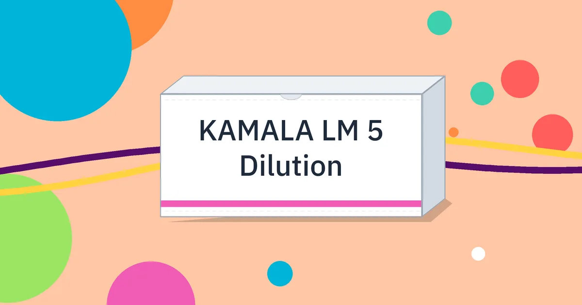 Symbolbild: Packung mit der Aufschrift KAMALA LM 5 Dilution (PZN 13517957) – Verfügbarkeit und Bezug in Apotheken in Frankfurt am Main