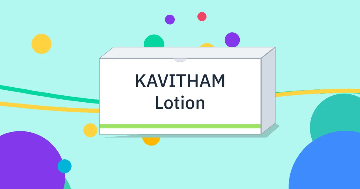 Symbolbild: Packung mit der Aufschrift KAVITHAM Lotion (PZN 12569142) – Verfügbarkeit und Bezug in Apotheken in Frankfurt am Main