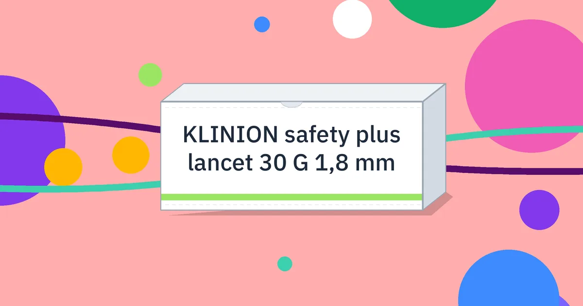 Symbolbild: Packung mit der Aufschrift KLINION safety plus lancet 30 G 1,8 mm (PZN 20176238) – Verfügbarkeit und Bezug in Apotheken in Frankfurt am Main