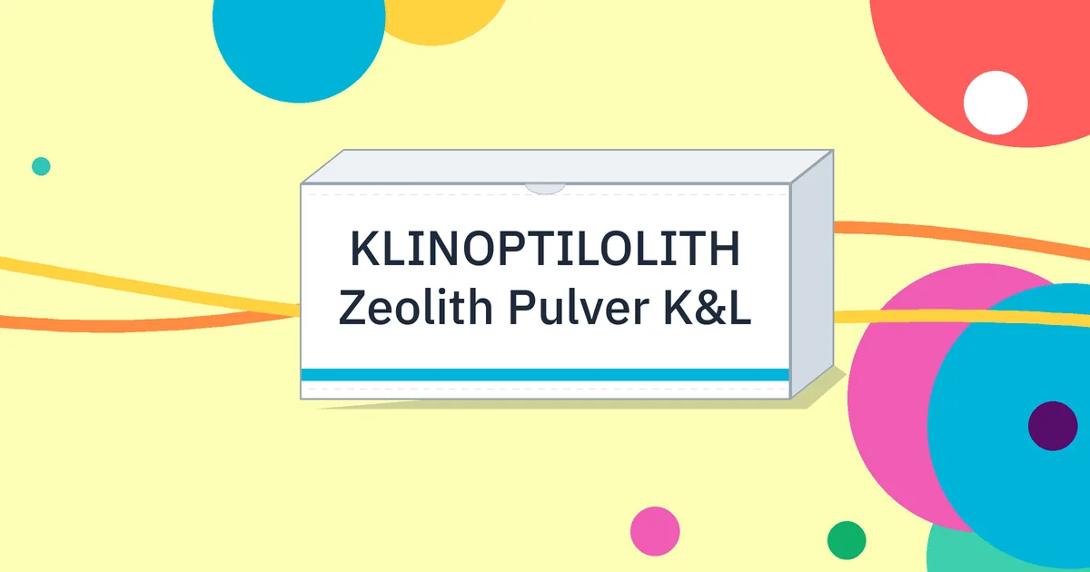 Symbolbild: Packung mit der Aufschrift KLINOPTILOLITH Zeolith Pulver K&L (PZN 16900444) – Verfügbarkeit und Bezug in Apotheken in Frankfurt am Main