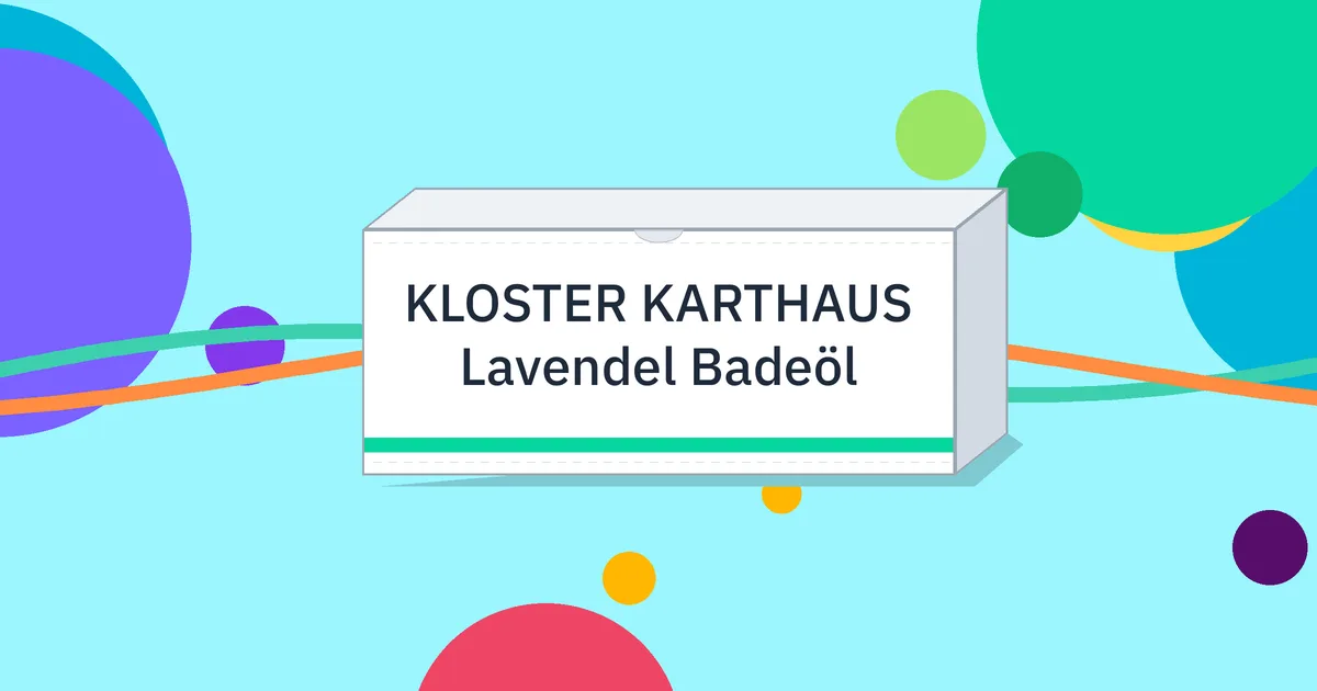 Symbolbild: Packung mit der Aufschrift KLOSTER KARTHAUS Lavendel Badeöl (PZN 01611668) – Verfügbarkeit und Bezug in Apotheken in Frankfurt am Main