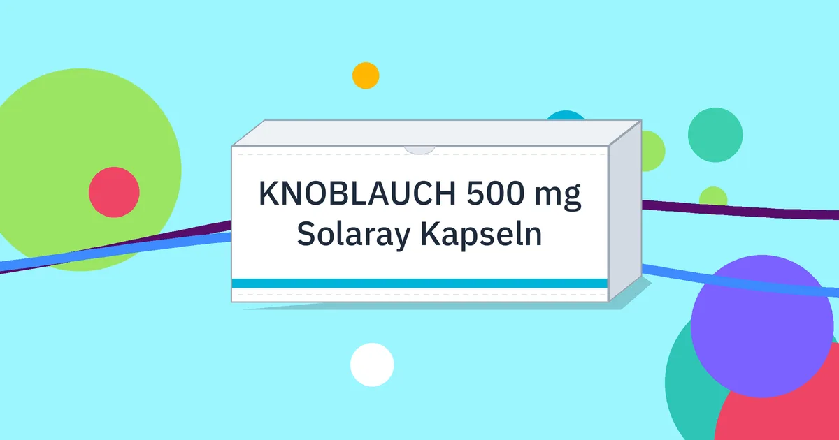Symbolbild: Packung mit der Aufschrift KNOBLAUCH 500 mg Solaray Kapseln (PZN 17254093) – Verfügbarkeit und Bezug in Apotheken in Frankfurt am Main