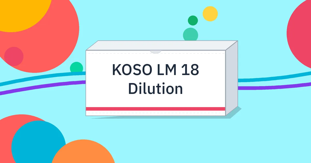 Symbolbild: Packung mit der Aufschrift KOSO LM 18 Dilution (PZN 13519962) – Verfügbarkeit und Bezug in Apotheken in Frankfurt am Main