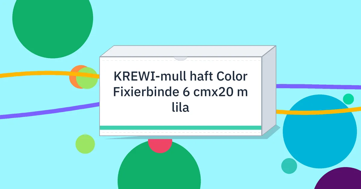 Symbolbild: Packung mit der Aufschrift KREWI-mull haft Color Fixierbinde 6 cmx20 m lila (PZN 11338914) – Verfügbarkeit und Bezug in Apotheken in Frankfurt am Main