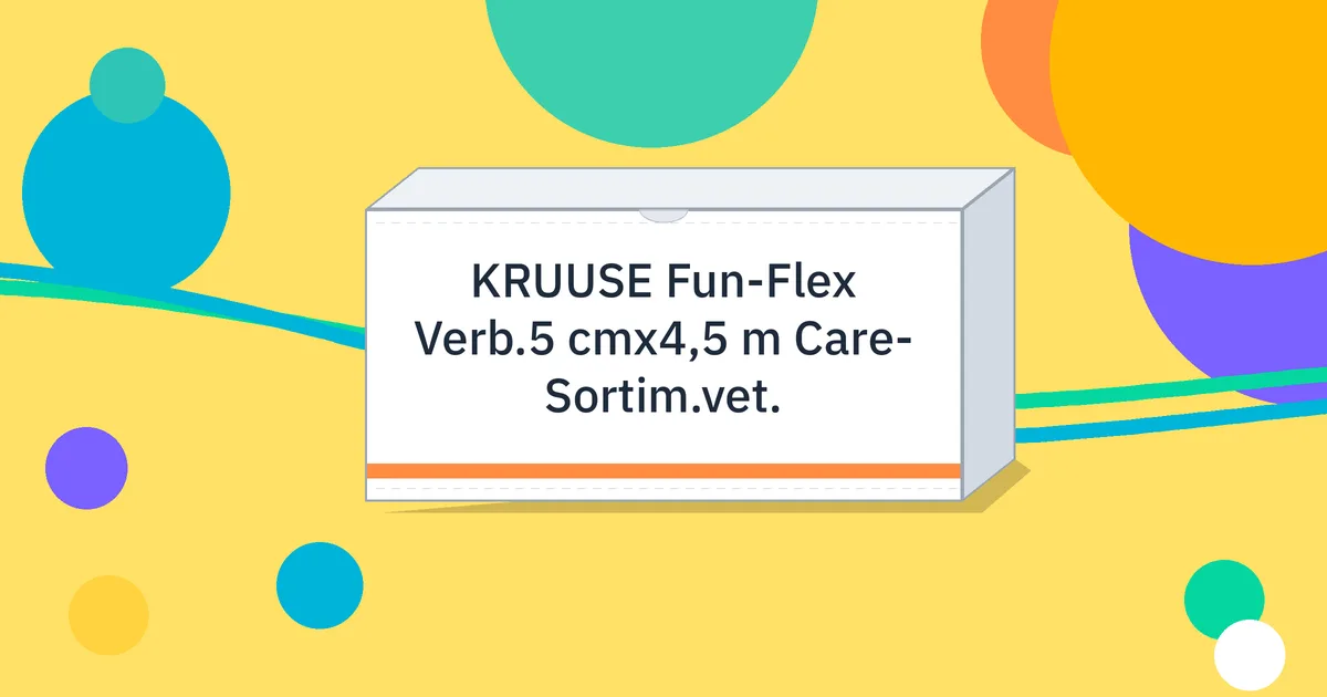 Symbolbild: Packung mit der Aufschrift KRUUSE Fun-Flex Verb.5 cmx4,5 m Care-Sortim.vet. (PZN 18443809) – Verfügbarkeit und Bezug in Apotheken in Frankfurt am Main
