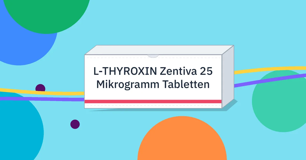 Symbolbild: Packung mit der Aufschrift L-THYROXIN Zentiva 25 Mikrogramm Tabletten (PZN 16778322) – Verfügbarkeit und Bezug in Apotheken in Frankfurt am Main
