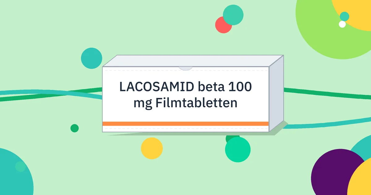 Symbolbild: Packung mit der Aufschrift LACOSAMID beta 100 mg Filmtabletten (PZN 17623030) – Verfügbarkeit und Bezug in Apotheken in Frankfurt am Main