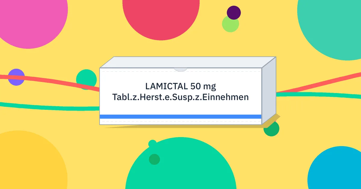 Symbolbild: Packung mit der Aufschrift LAMICTAL 50 mg Tabl.z.Herst.e.Susp.z.Einnehmen (PZN 06108425) – Verfügbarkeit und Bezug in Apotheken in Frankfurt am Main