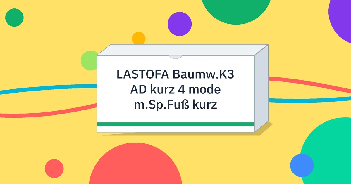 Symbolbild: Packung mit der Aufschrift LASTOFA Baumw.K3 AD kurz 4 mode m.Sp.Fuß kurz (PZN 01953587) – Verfügbarkeit und Bezug in Apotheken in Frankfurt am Main