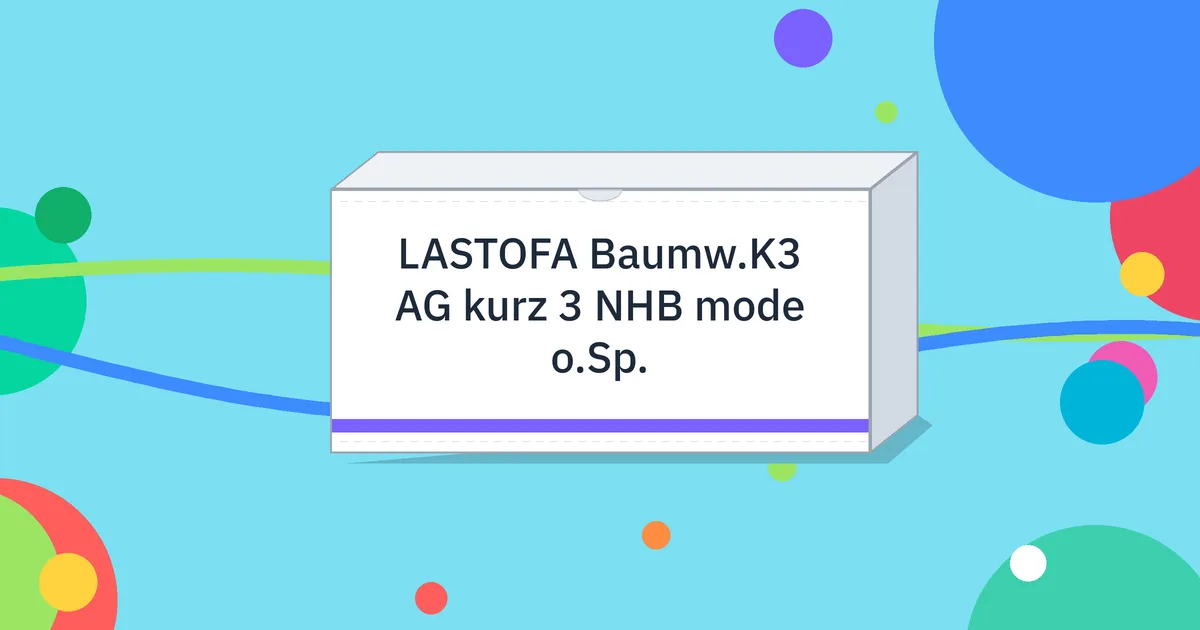 Symbolbild: Packung mit der Aufschrift LASTOFA Baumw.K3 AG kurz 3 NHB mode o.Sp. (PZN 01955853) – Verfügbarkeit und Bezug in Apotheken in Frankfurt am Main