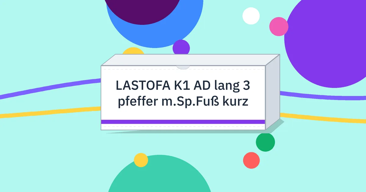 Symbolbild: Packung mit der Aufschrift LASTOFA K1 AD lang 3 pfeffer m.Sp.Fuß kurz (PZN 13787177) – Verfügbarkeit und Bezug in Apotheken in Frankfurt am Main