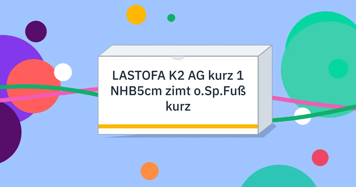 Symbolbild: Packung mit der Aufschrift LASTOFA K2 AG kurz 1 NHB5cm zimt o.Sp.Fuß kurz (PZN 13801983) – Verfügbarkeit und Bezug in Apotheken in Frankfurt am Main