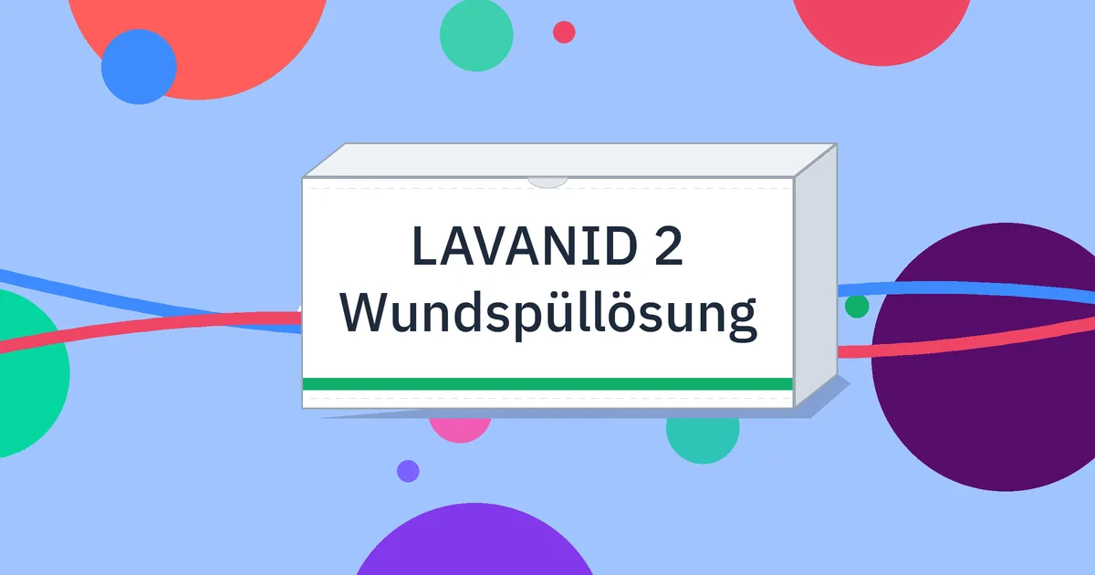 Symbolbild: Packung mit der Aufschrift LAVANID 2 Wundspüllösung (PZN 18731017) – Verfügbarkeit und Bezug in Apotheken in Frankfurt am Main