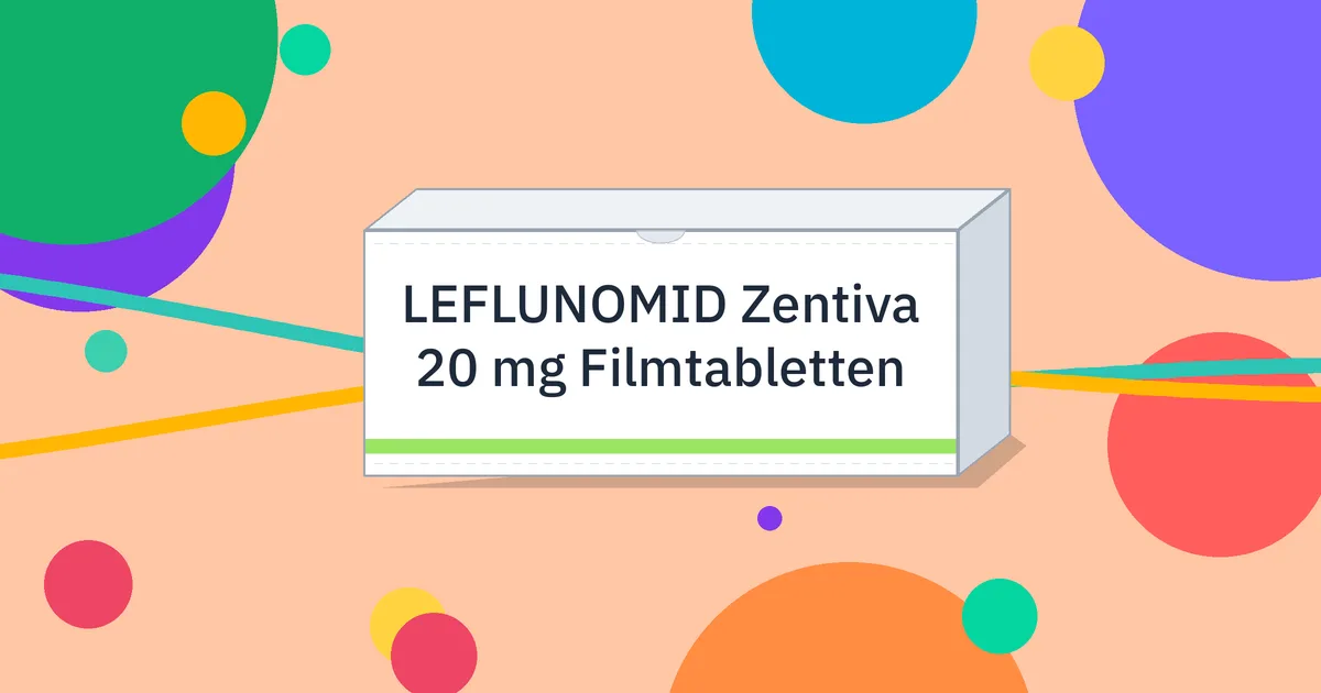 Symbolbild: Packung mit der Aufschrift LEFLUNOMID Zentiva 20 mg Filmtabletten (PZN 18241508) – Verfügbarkeit und Bezug in Apotheken in Frankfurt am Main