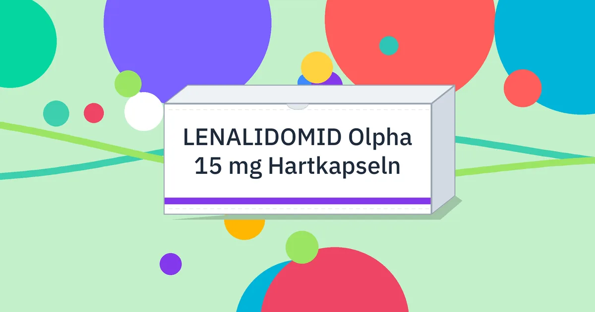 Symbolbild: Packung mit der Aufschrift LENALIDOMID Olpha 15 mg Hartkapseln (PZN 20021725) – Verfügbarkeit und Bezug in Apotheken in Frankfurt am Main